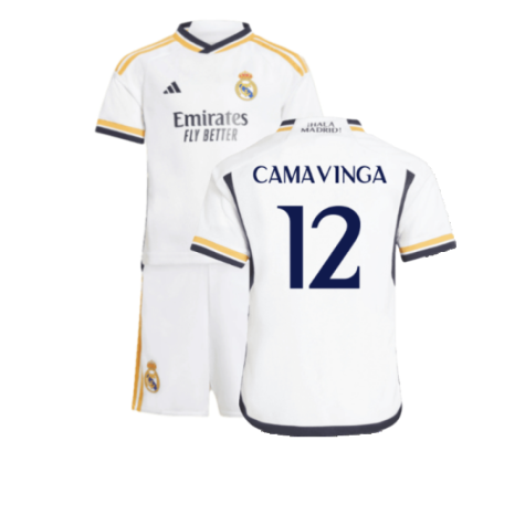 Real Madrid Eduardo Camavinga 12 Kids Home Shirt Mini Kit 2023-2024