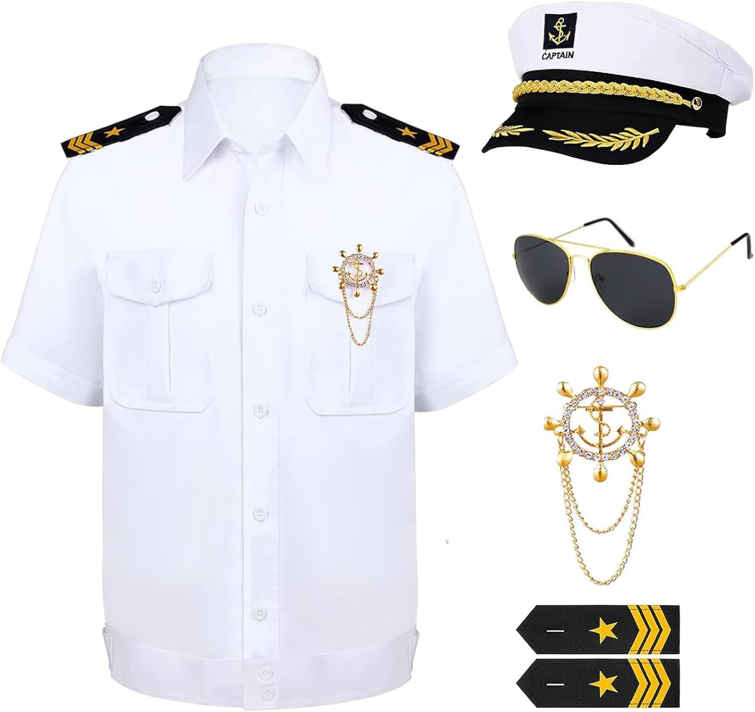 GAR BETHE 6 Pcs Yacht Captain Sailor Costume For Men,adult Cruise ...