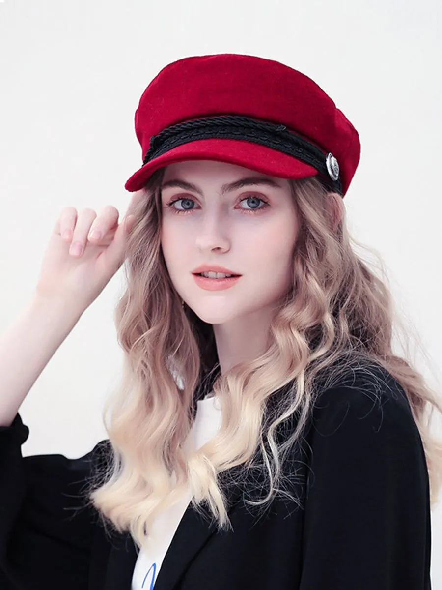 Streetwear Hat Fashion Wool Octagonal Cap