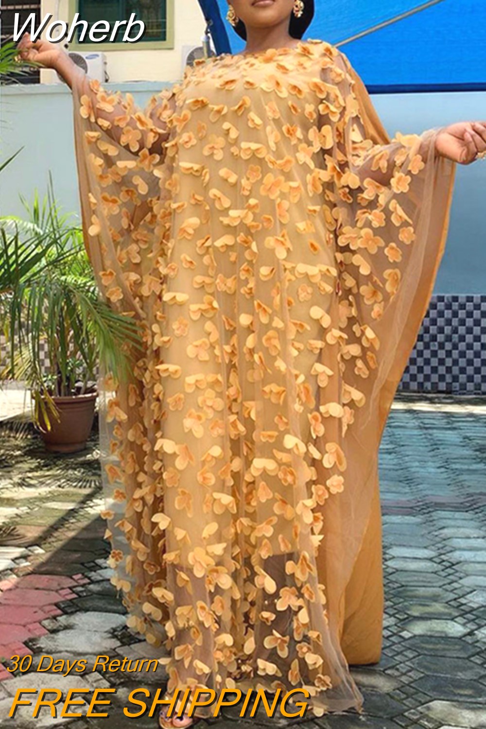 Woherb African Dresses for Women Dashiki Loose Lace Africa Dress ...