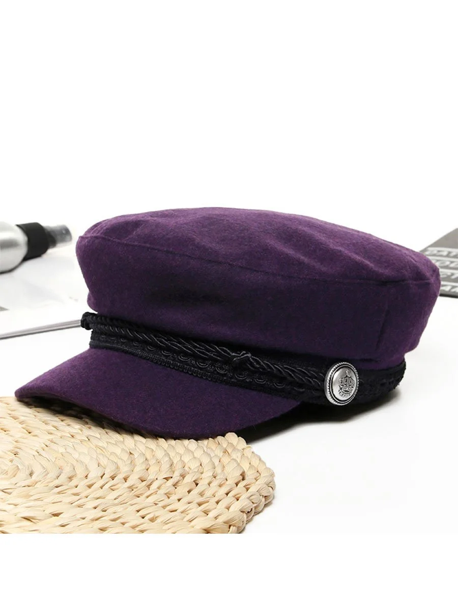 Streetwear Hat Fashion Wool Octagonal Cap