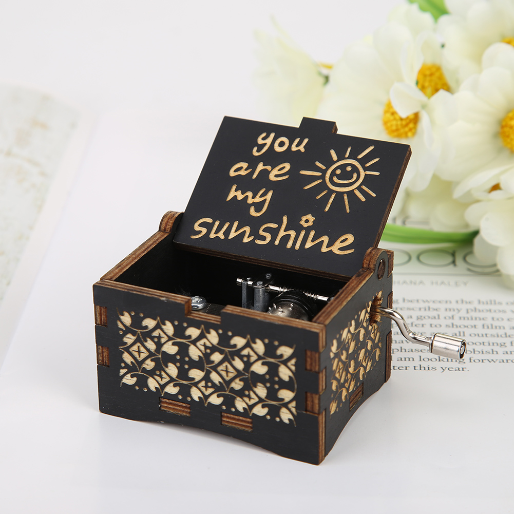 Vintage You Are My Sunshine Black WoodenMusic Box