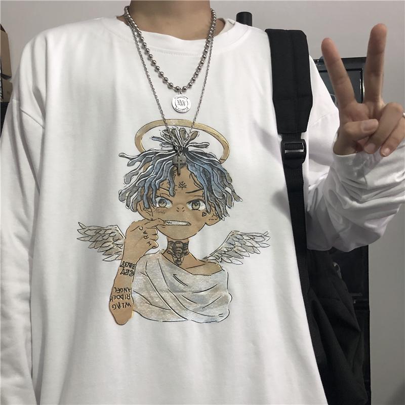 VINTAGE ANGEL PRINT LONG SLEEVE SHIRT