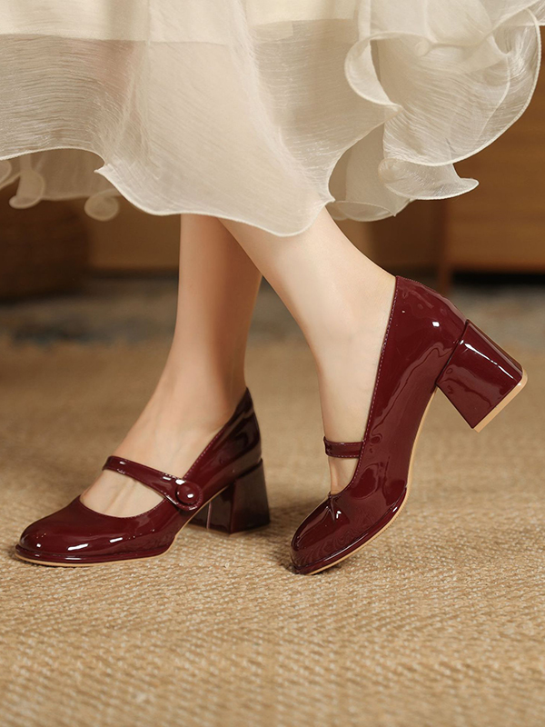 Round-Toe Shallow Cut Split-Joint Mary Janes Pumps - Ladylim