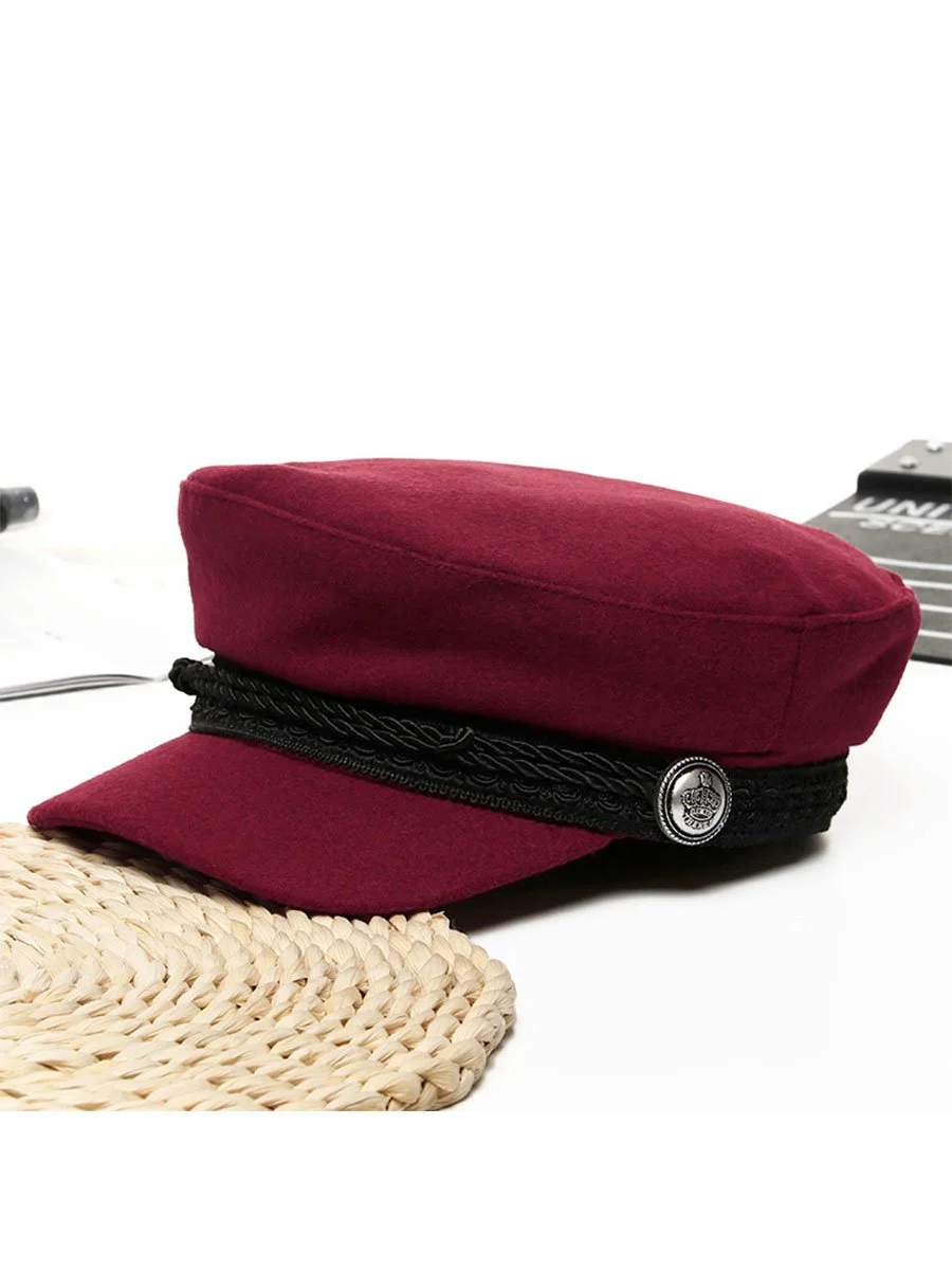 Streetwear Hat Fashion Wool Octagonal Cap