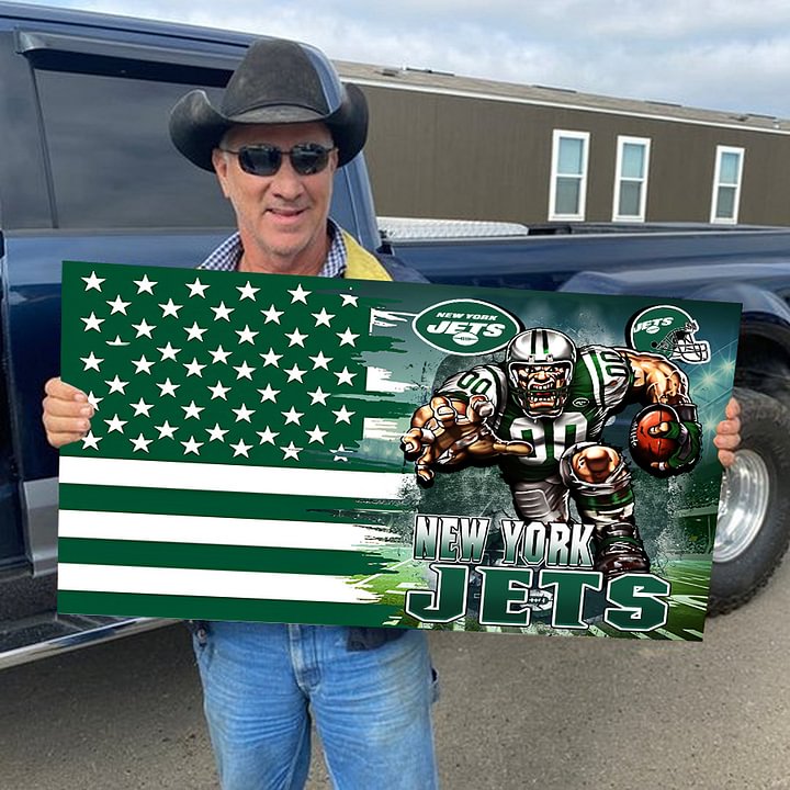 New York Jets Mascot Wood Flag