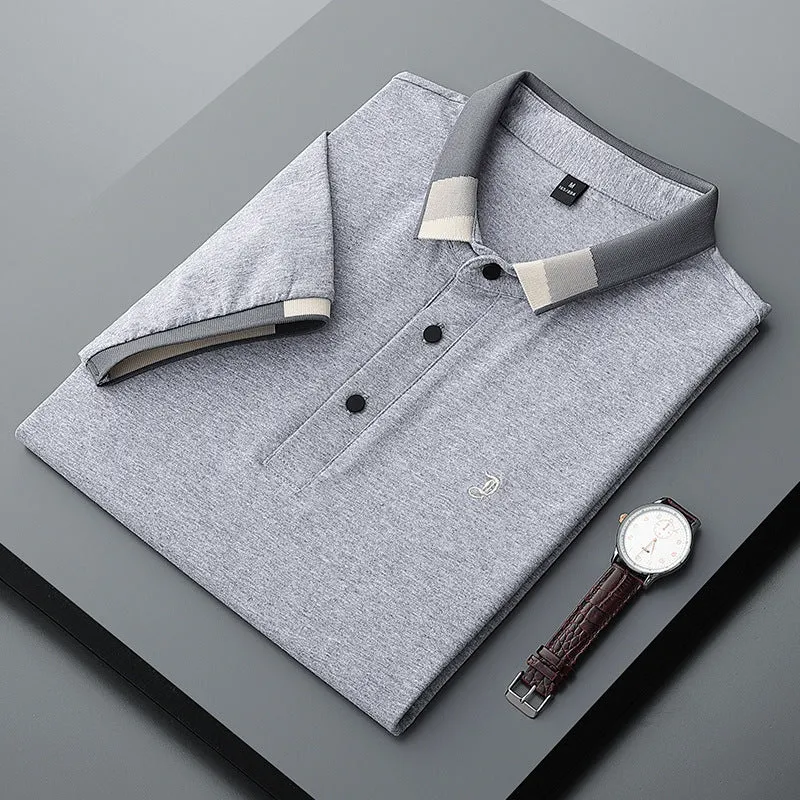 Men's Solid Color Lapel Polo Shirt
