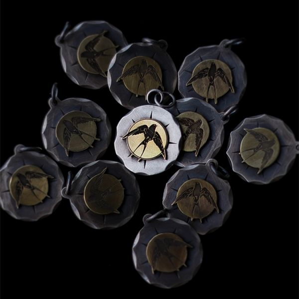 Sterling Silver Swallow Coin Pendant Necklace