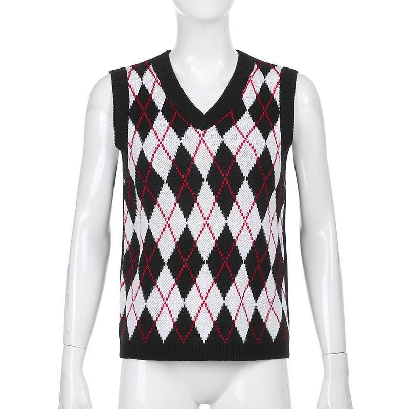DIAMOND CHECK KNIT VEST 202108主动下架