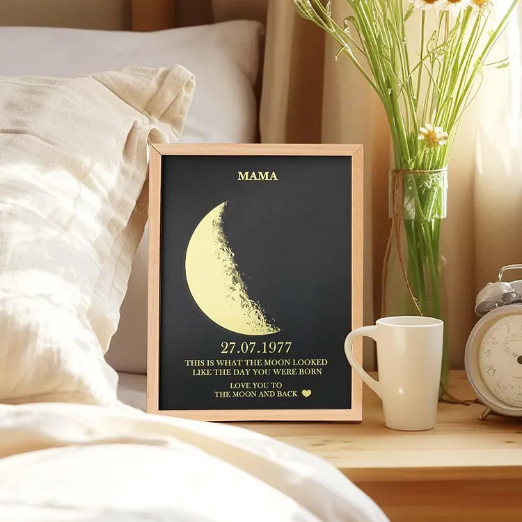 Custom Moon Phase Frame With Your Text, Custom Birth Date Art Frame ...