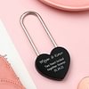 Heart Love Lock with Key Custom Names and Date Black Padlock Couple Gift