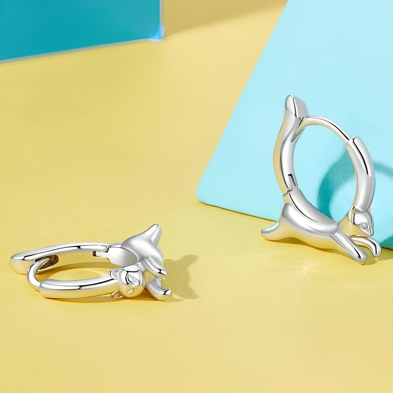 Cat Hoop Earrings 925 Sterling Silver