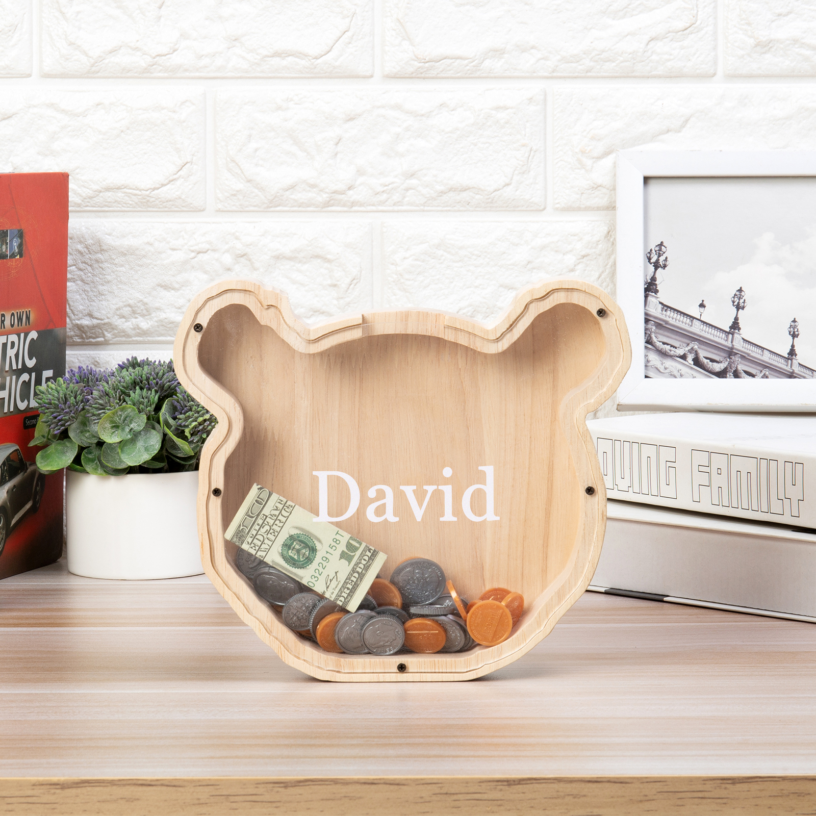 Tirelire en bois Prénom Personnalisé pour enfant