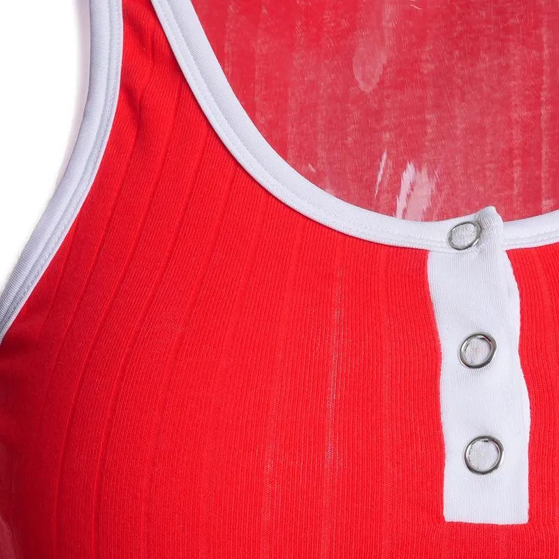RED BUTTON CROP VEST