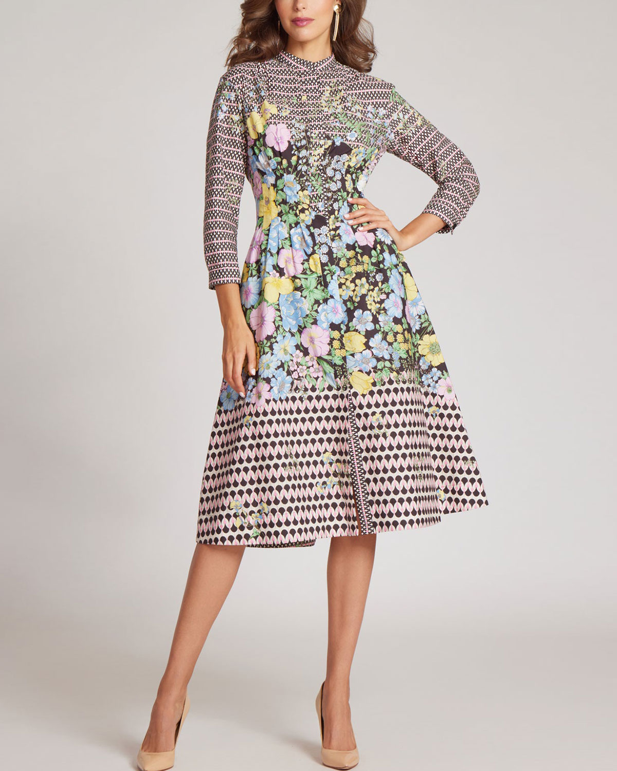 Cotton Floral Border Print Dress