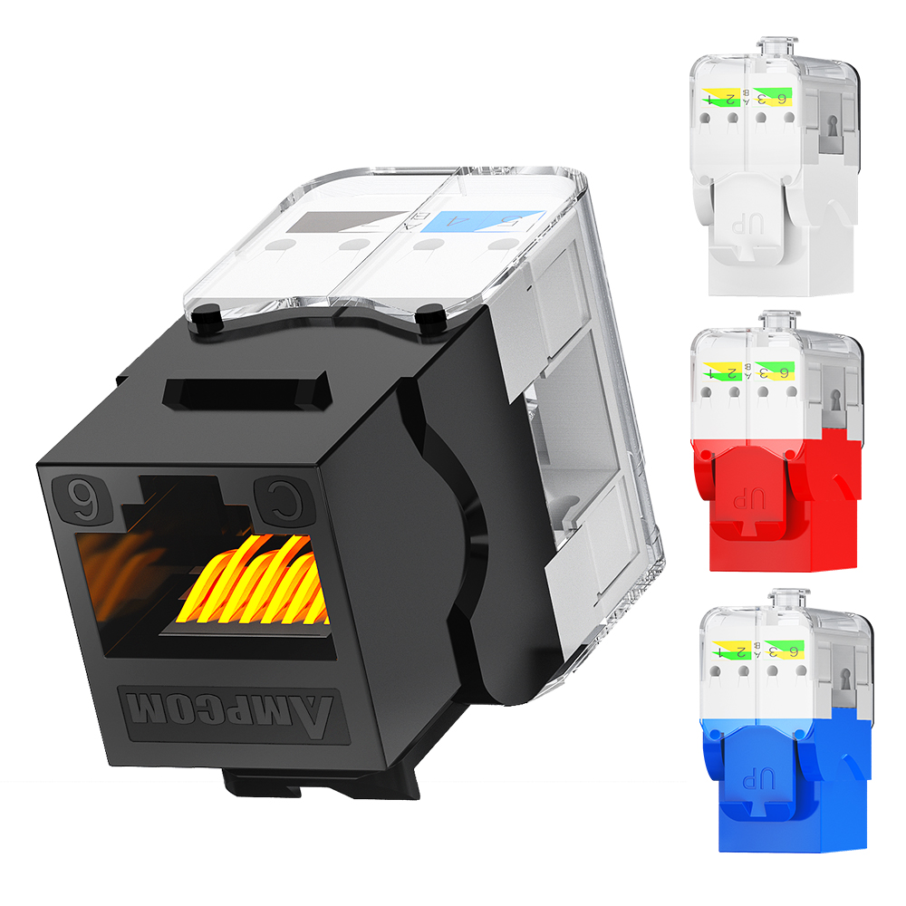 AMPCOM cat 6 tool free RJ45 Keystone Jack, CAT6a Cat5e Tool-Less RJ45 ...