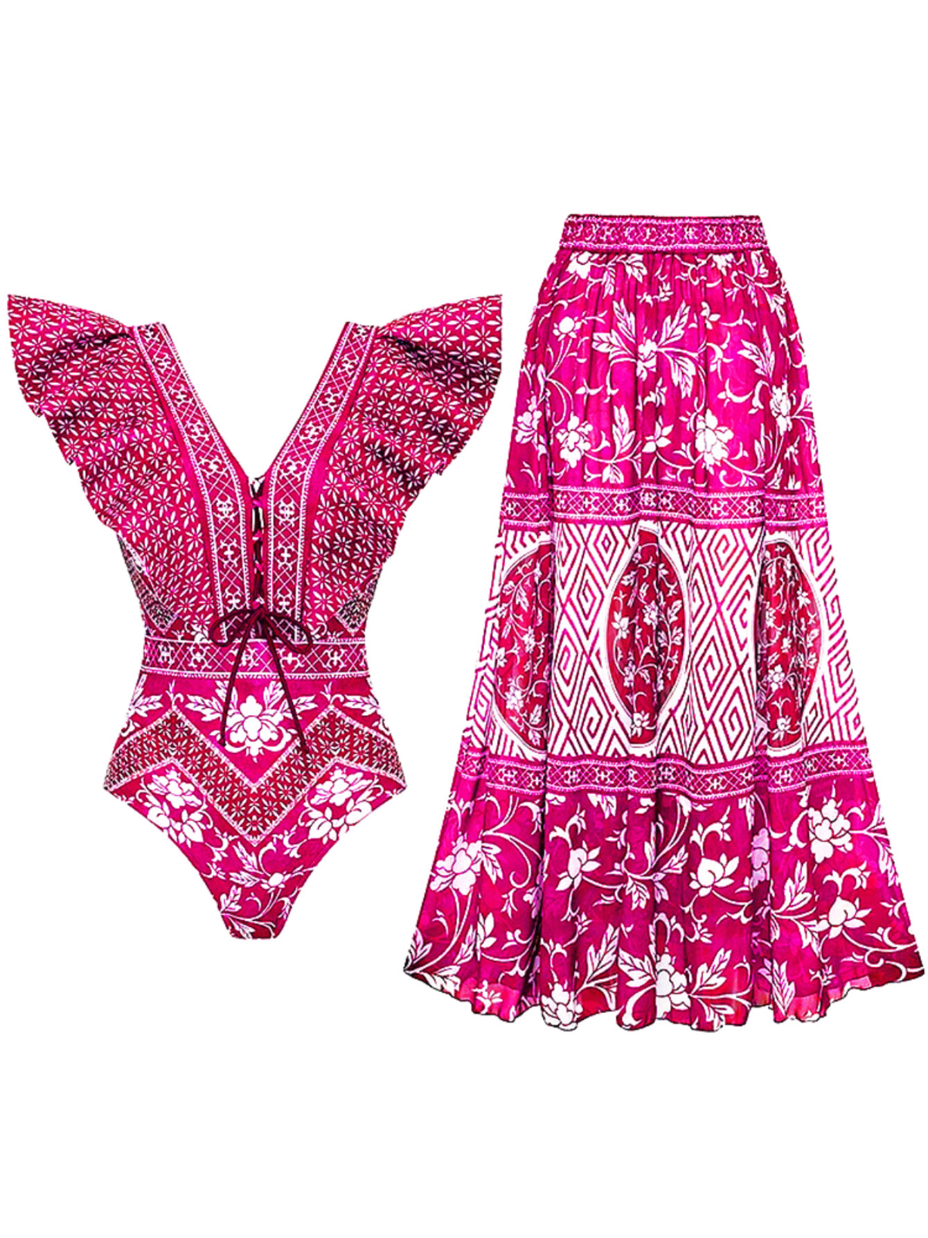 Ruffle Lace Up Swimwear Cover Up
