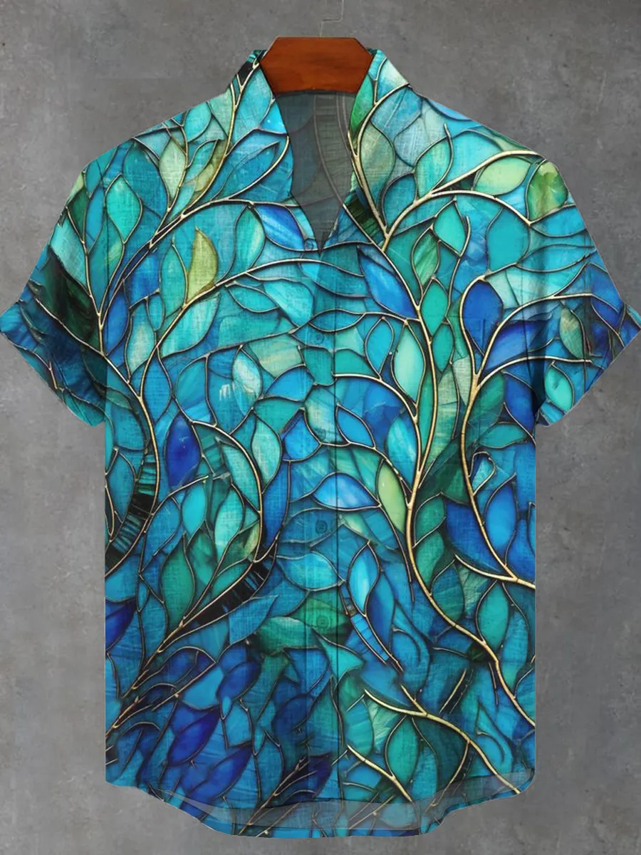 Unisex Leaf Glass Abstract Print Design T Shirt