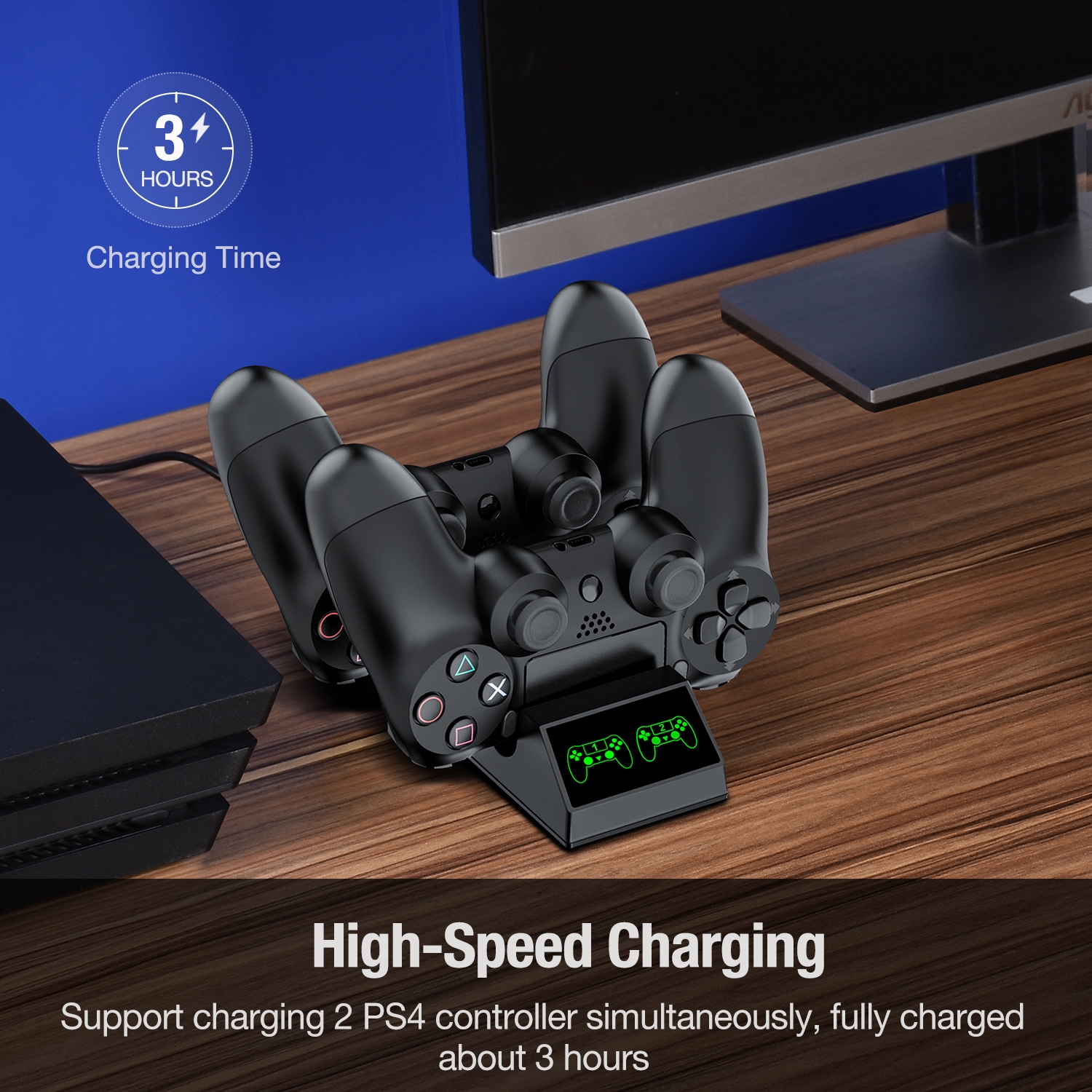 Charger For PS4 Controller Charger Station For Playstation 4 with 2 ...