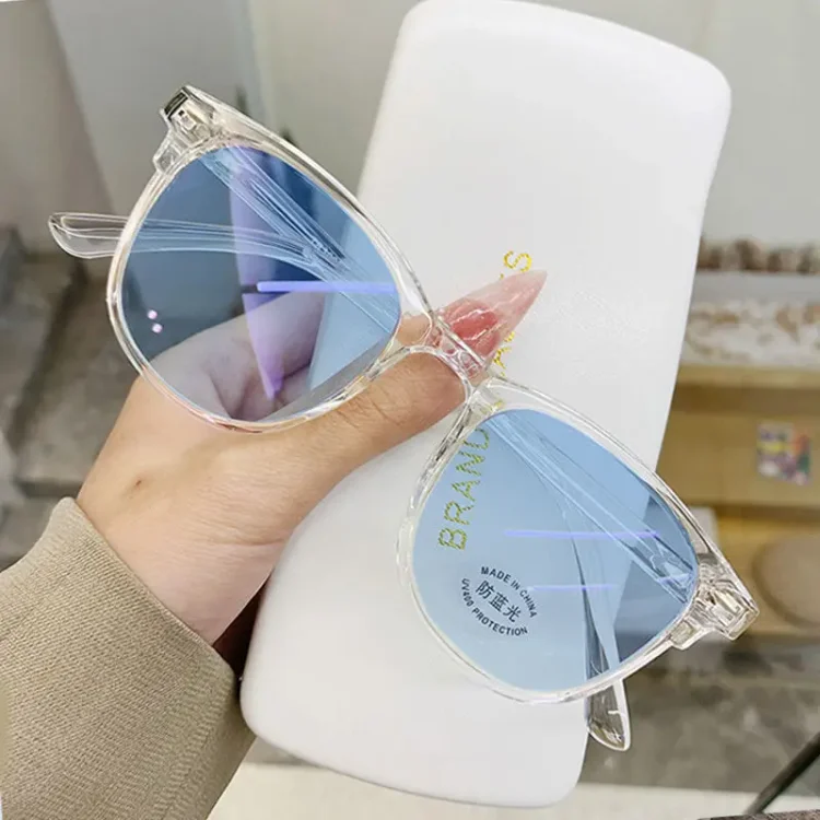 New Photochromic Finished Myopia Glasses Vintage Oval Blue Light ...