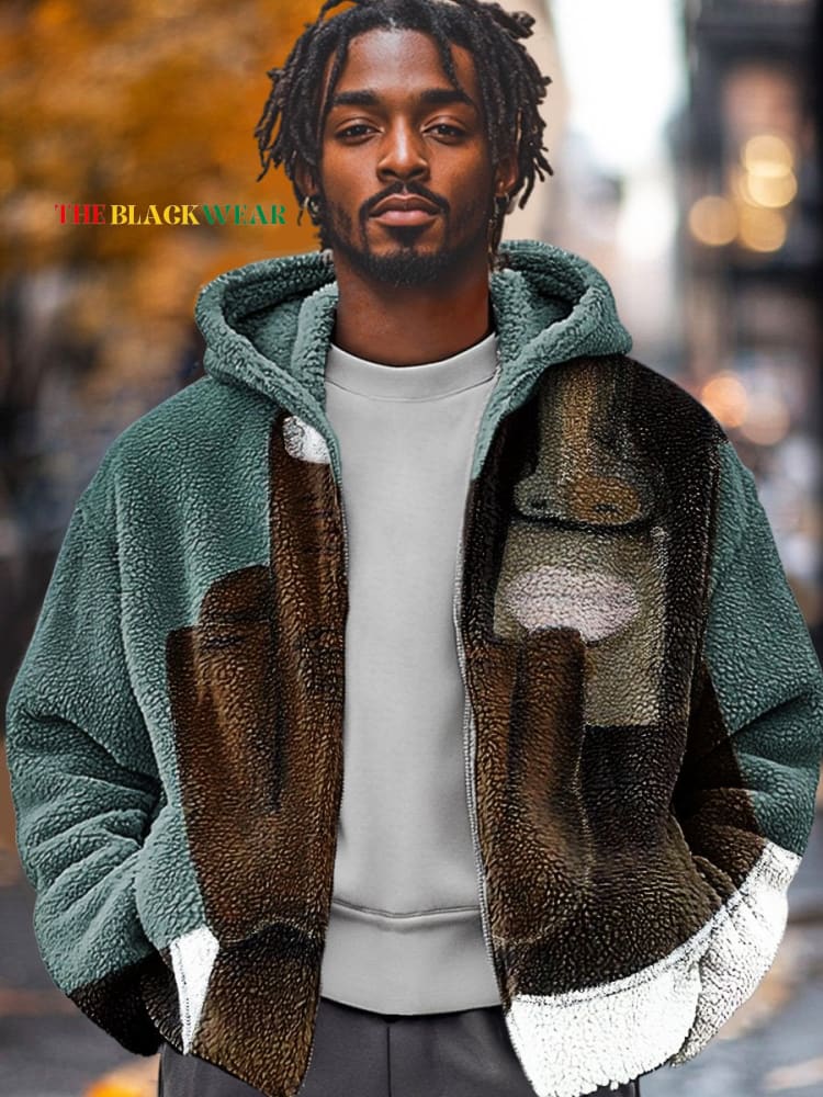 Middle Finger Portrait Illustration Art Print Sherpa Thick Long-Sleeved ...