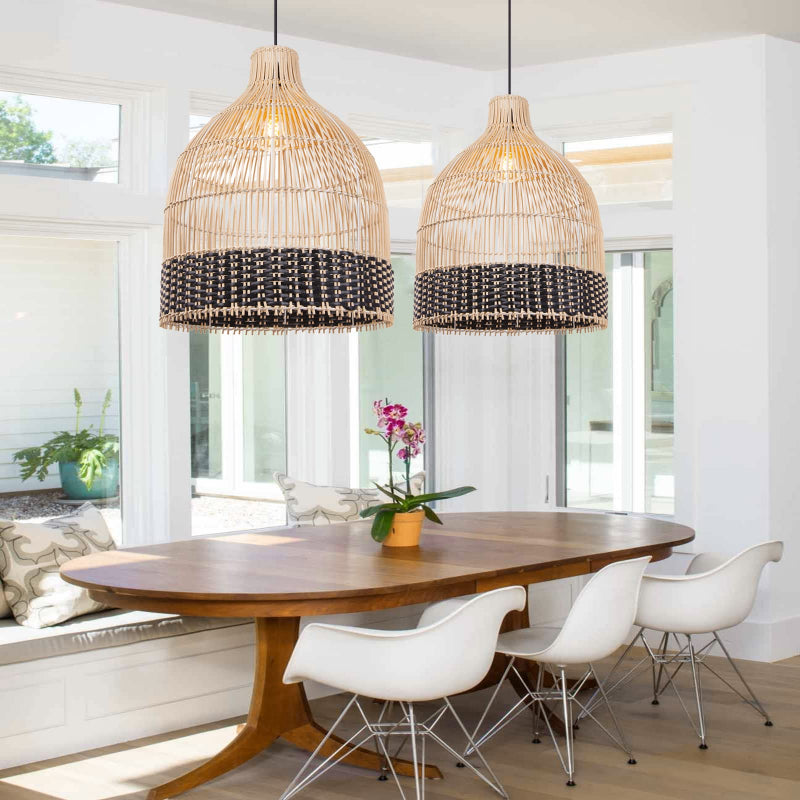 Handcrafted Rattan Pendant Lamp Shades | Boho Chic Coastal Beach Style