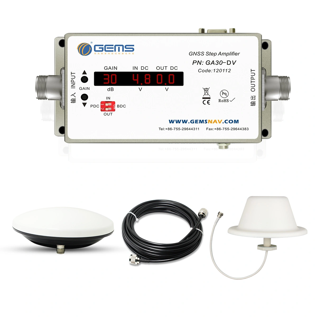 Digital Gain Adjustable GPS and GNSS Repeater Kit | GNSSRK-M-DV