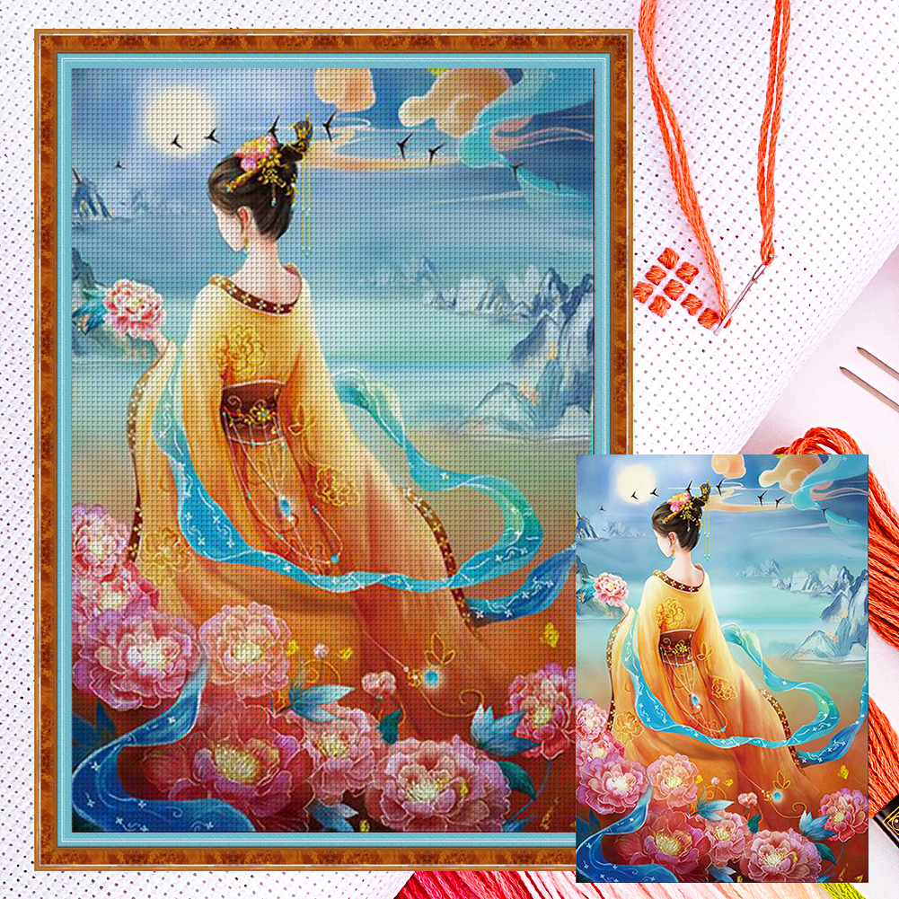9CT Full Stamped Cross Stitch Kit - Girl (65*90CM) Decoration Ornaments ...
