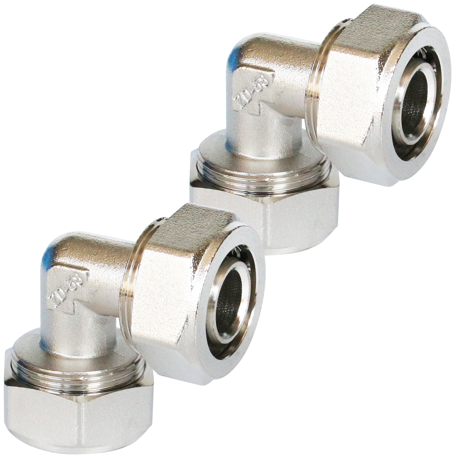 2 PCS 3/4'' Brass-Nickel Plated Equal Elbow Fittings, Air Tubing ...