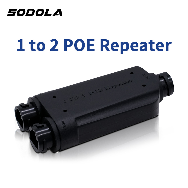 SODOLA 2 Port Waterproof POE Repeater IP66 10/100Mbps 1 to 2 PoE ...