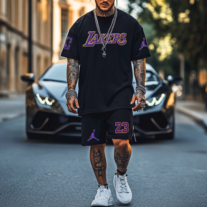 Unisex Basketball Competition Oversize Print T-shirt And Shorts Set