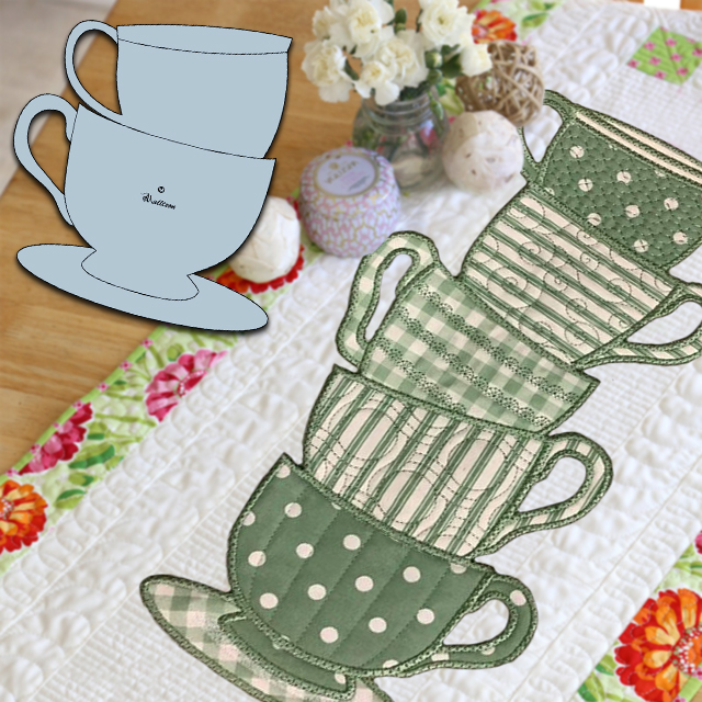 Stacked Afternoon Tea Cups Pattern Template