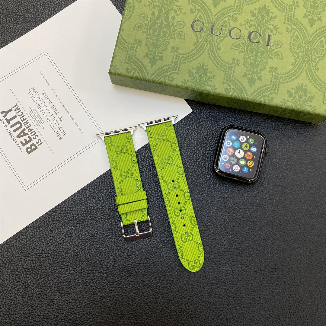 Gucci Genuine Leather Vertical Embossed Apple Watch Replacement Strap