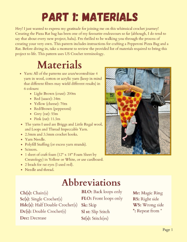 Pizza Rat Bag Crochet Pattern