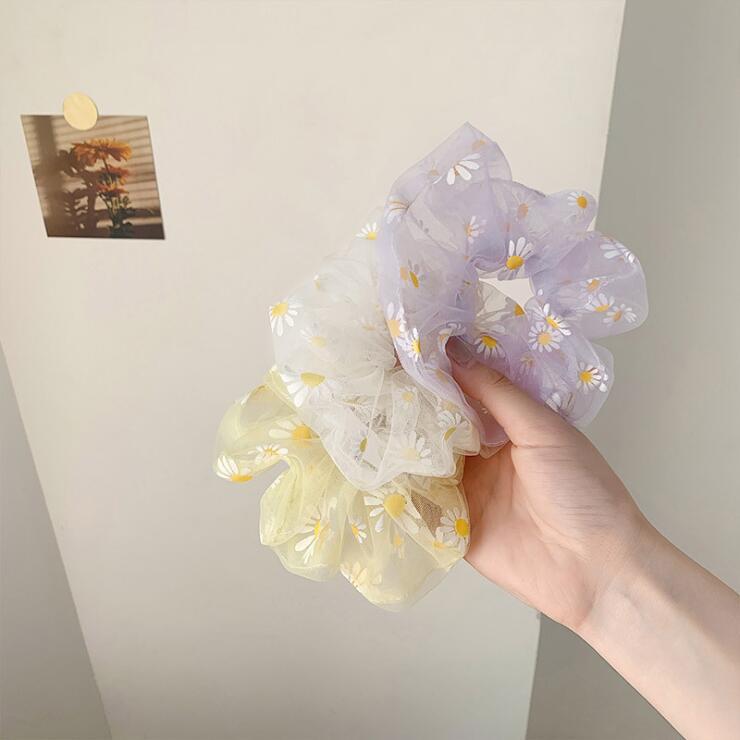 FLORAL PRINT MESH SCRUNCHIES (5 PCS)
