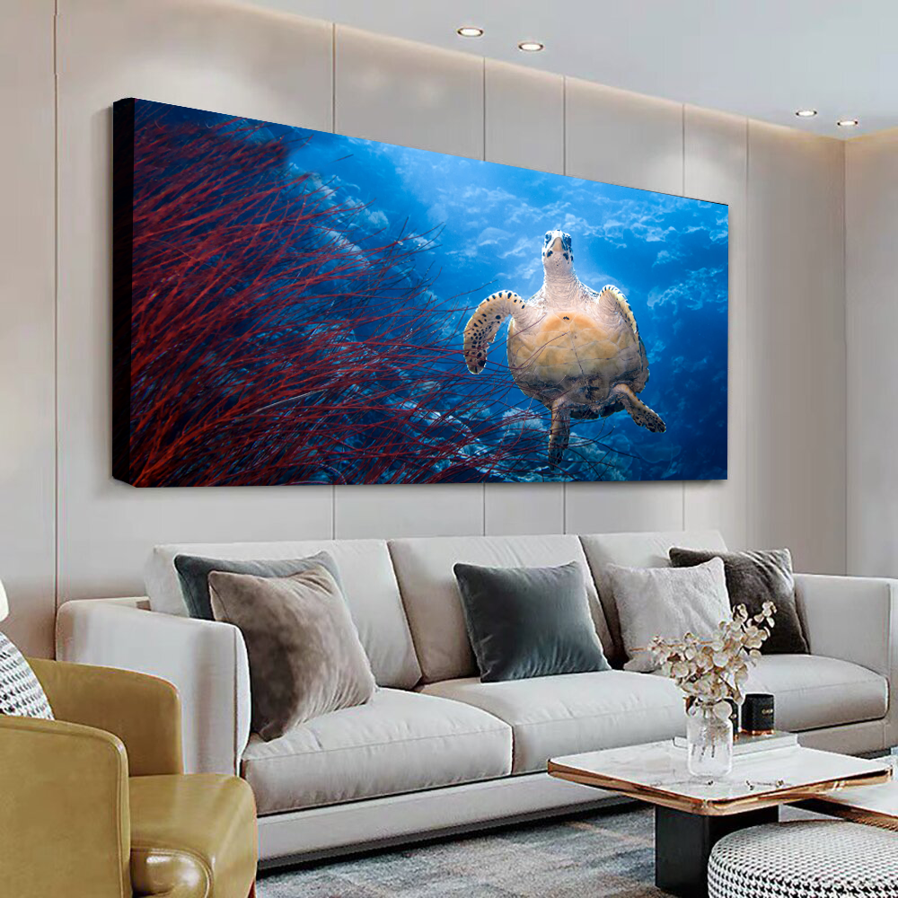 Maldives sea turtle sea view Canvas Wall Art