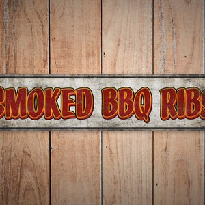Smoked BBQ Ribs Sign - Smoked BBQ Ribs - Custom BBQ Ribs Sign - Vintage ...