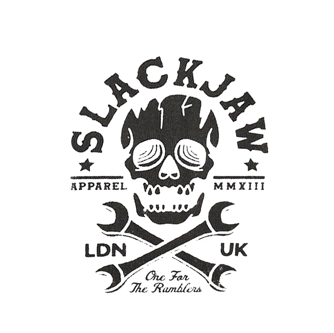 MOTOSUNNY SLACKJAW Skull with Motor Handles Graphic Casual White Print ...