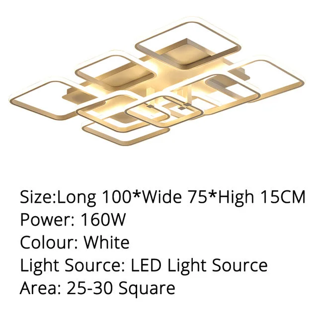 Grey White Rectangle Shape Modern LED Ceiling Lights For Living Room ...