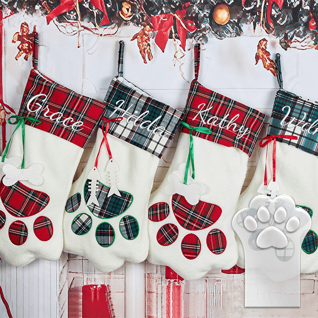 Cat Paw Christmas Stocking Template Set - With Instructions