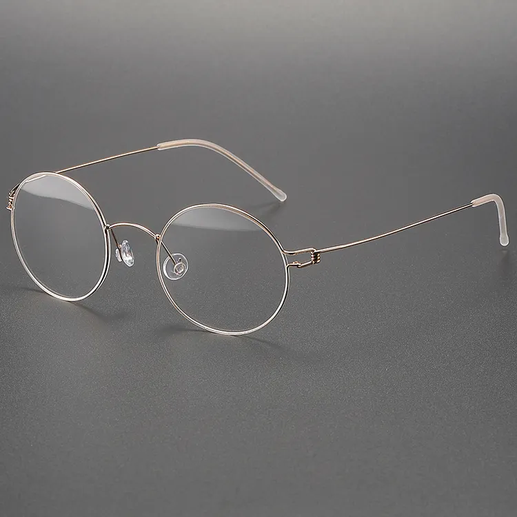 Denmark Brand Screwless Round Glasses Frame Men Pure Titanium ...