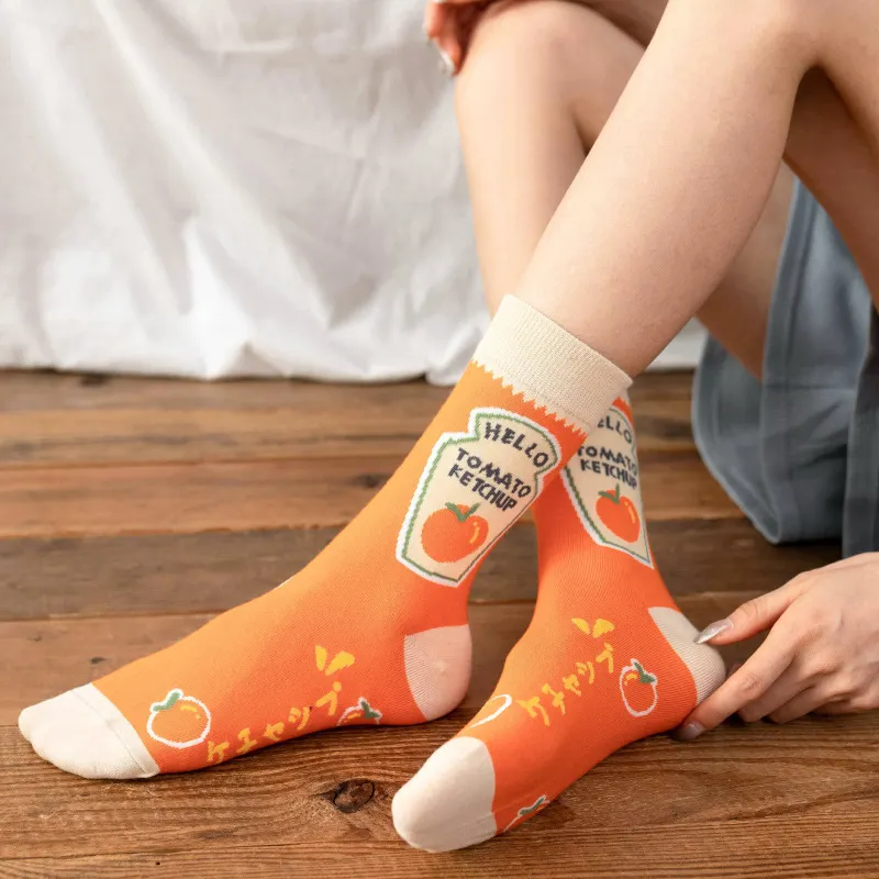 CUTE CARTOON ILLUSTRATION SOCKS (5 pairs)