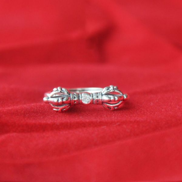 Sterling Silver Tibetan Vajra Pestle and Mortar Ring