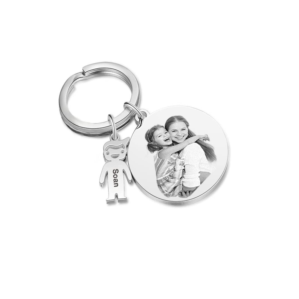 Keychain 1 Personalized First Name And Photo And Text With Charms 1 Child