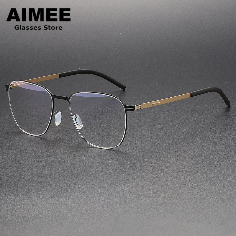 German Brand Titanium Screwless Glasses Frame Men's Square Optical ...