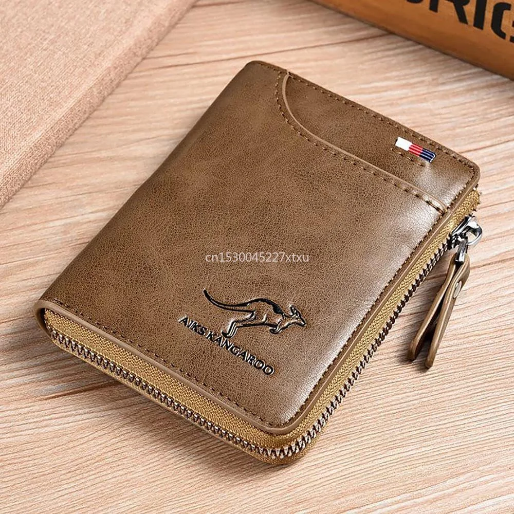 Kangaroo Wallet Men's RFID Blocking Wallet with Zipper Multi Credit ...