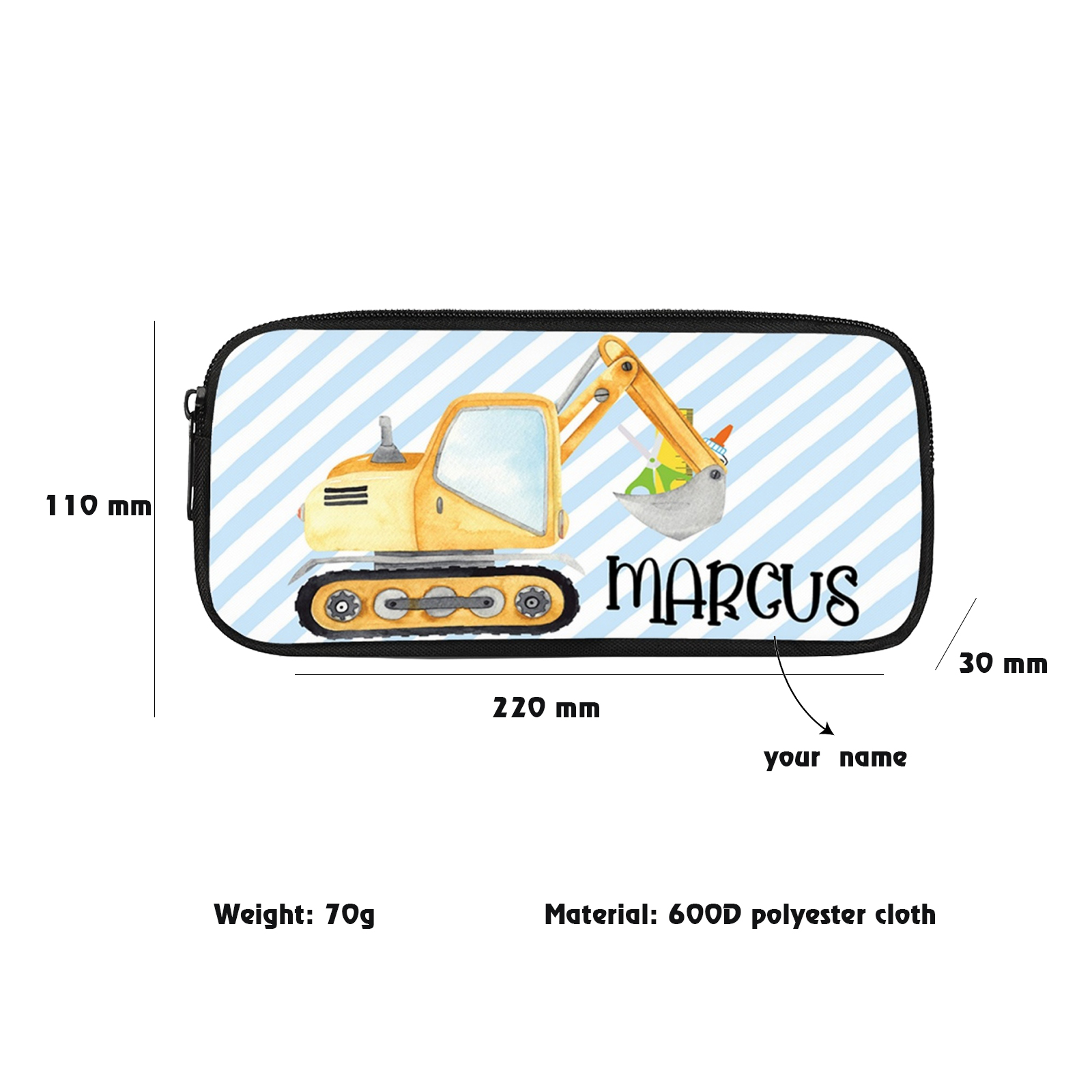 Personalized Tractor Pencil Case, Customized Name Pen Case For Kids ...