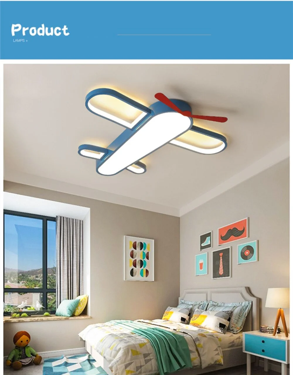 Modern Kids Room LED Lamp Ceiling Light Novelty Cartoon The Plane ...