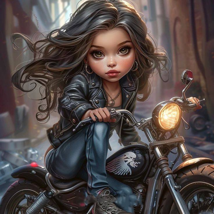 Motorcycle Girl (velvet cloth) AB drill full round/square diamond painting