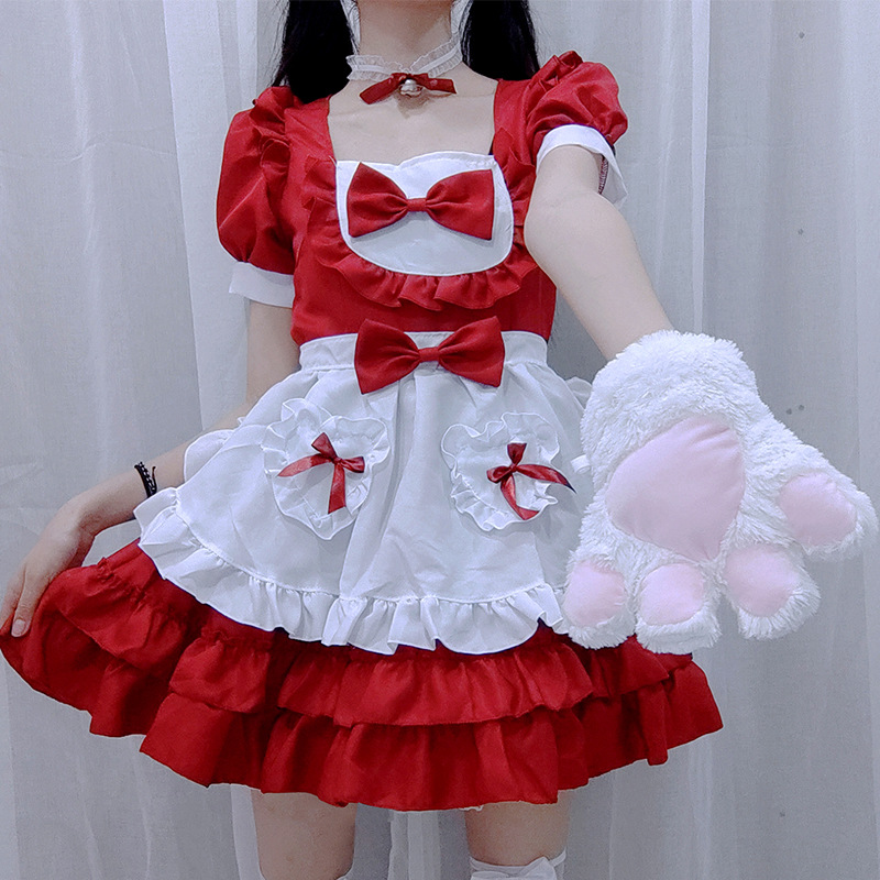 COSPLAY JAPANESE HEART BOW MAID DRESS